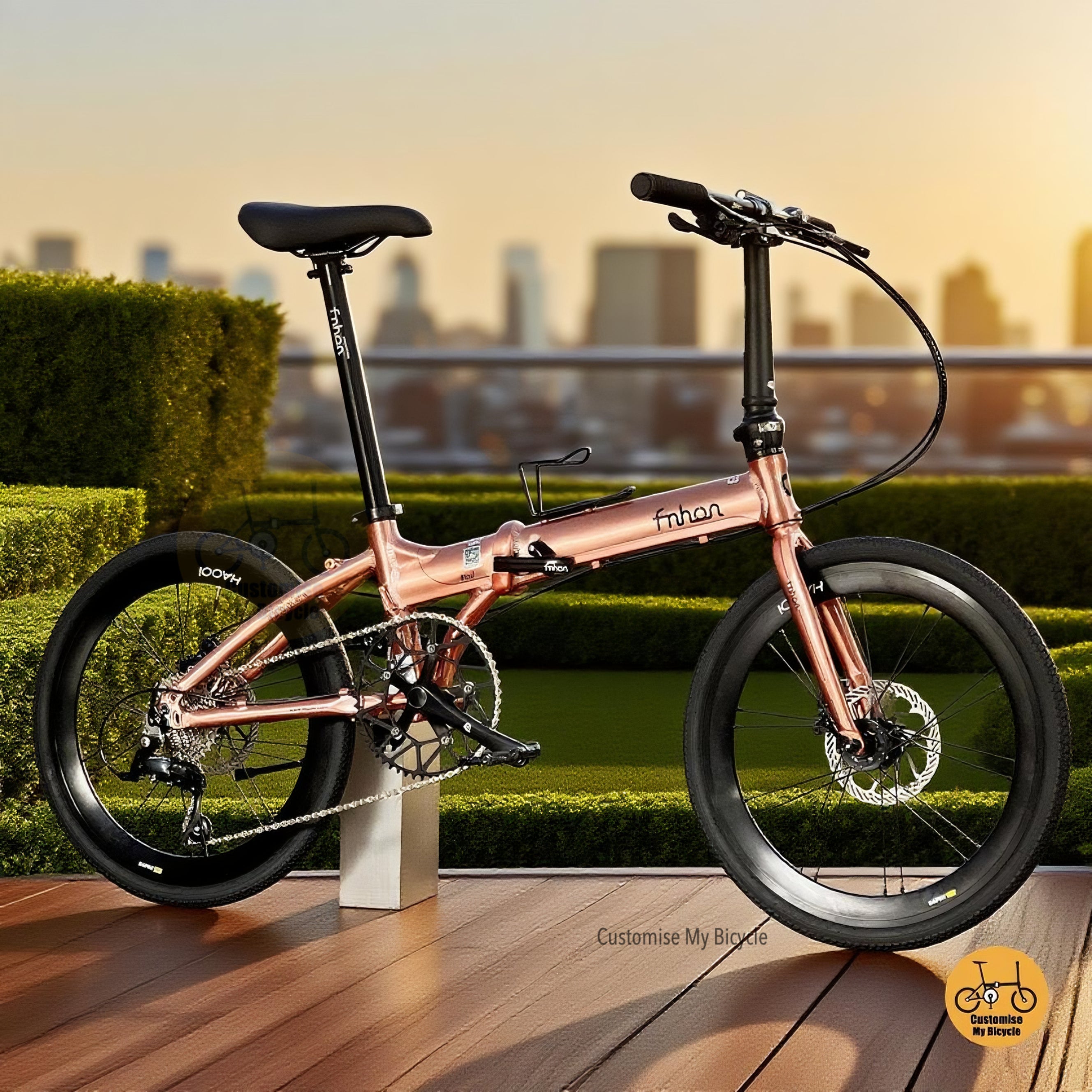 Fnhon Blast 22 inch Rose Gold folding bike Shimano 9 speeds lightweight ...