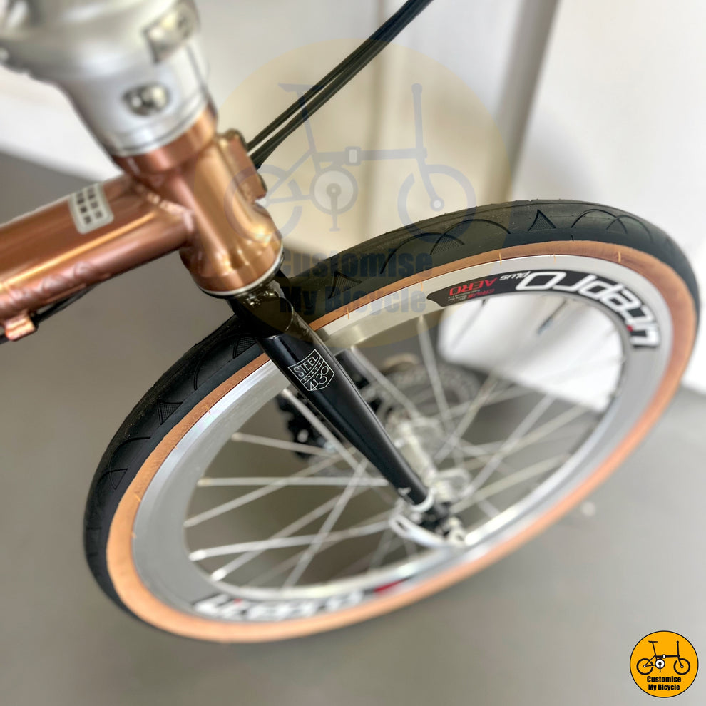 Fnhon Gust 20-inch Folding Bike – Rose Gold Frame & Brown Wall Tyres ...