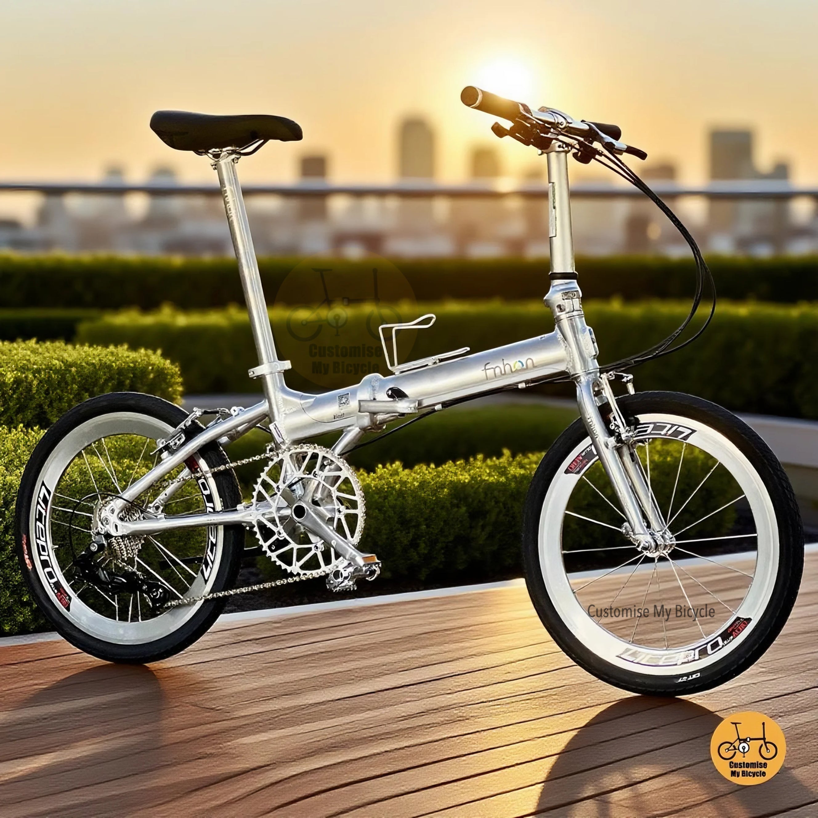 Fnhon Blast 20 Inch Folding Bicycle Sensah 9 Speed Polished Silver ...